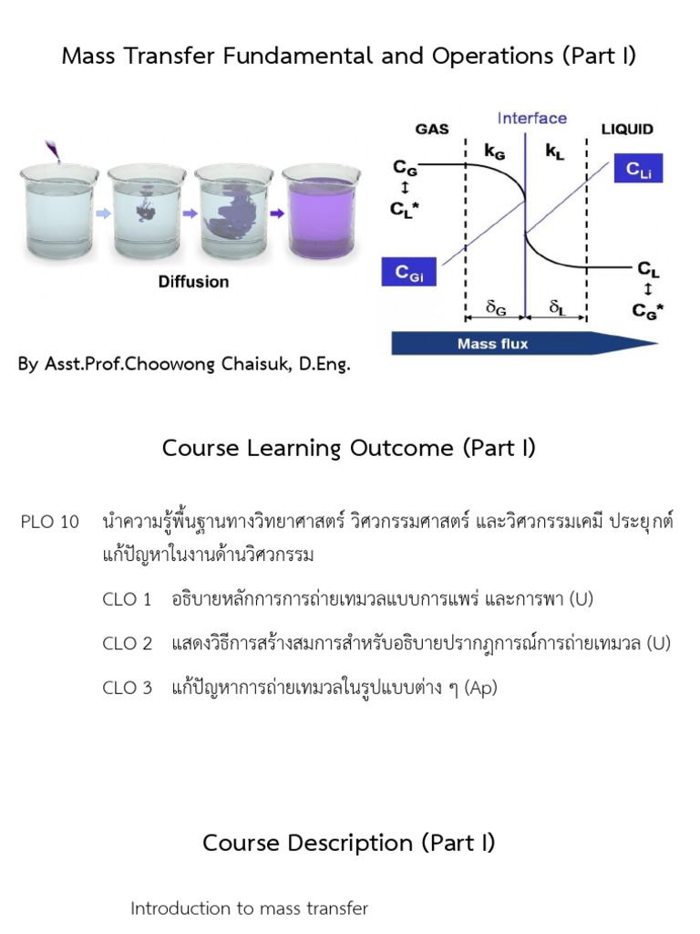 Mass Transfer Fundamental and Operations (Part I) 1st Update 7 July ...