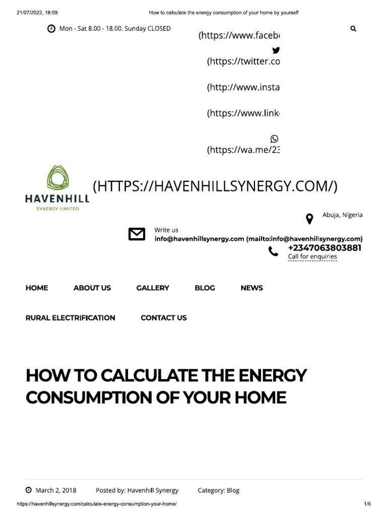 Calculate Energy Comsumption of Home | PDF