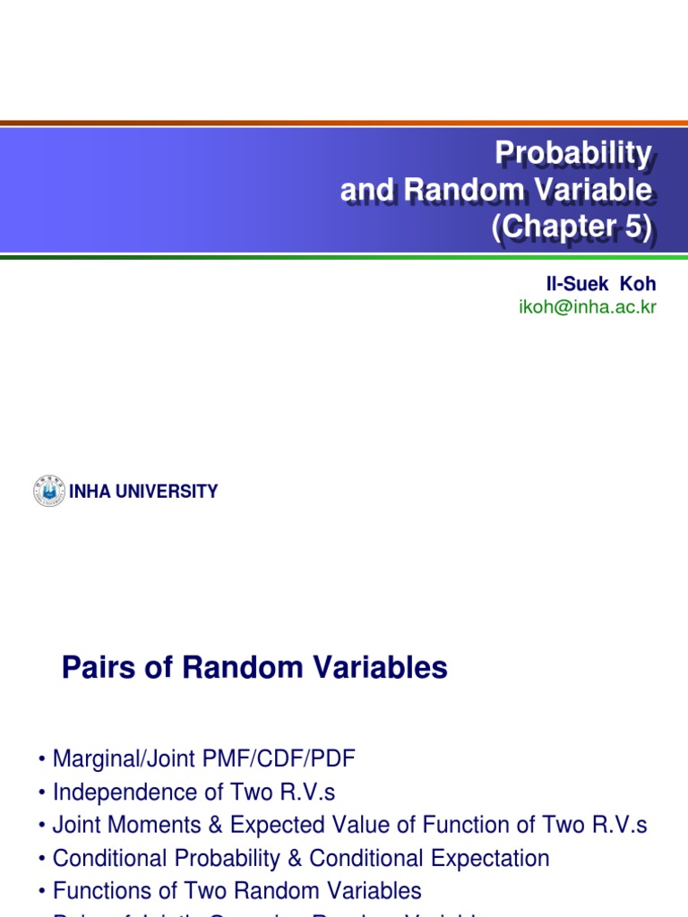 Probability and Random Variable (Chapter 5) : Il-Suek Koh | PDF ...
