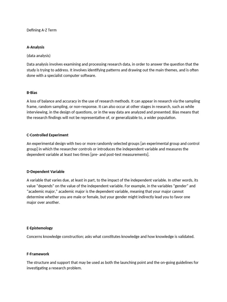 Defining A-Z Terms (Assignment) | PDF
