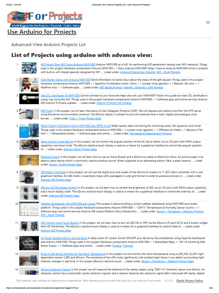 Advanced View Arduino Projects List - Use Arduino For Projects - PDF 4 | PDF