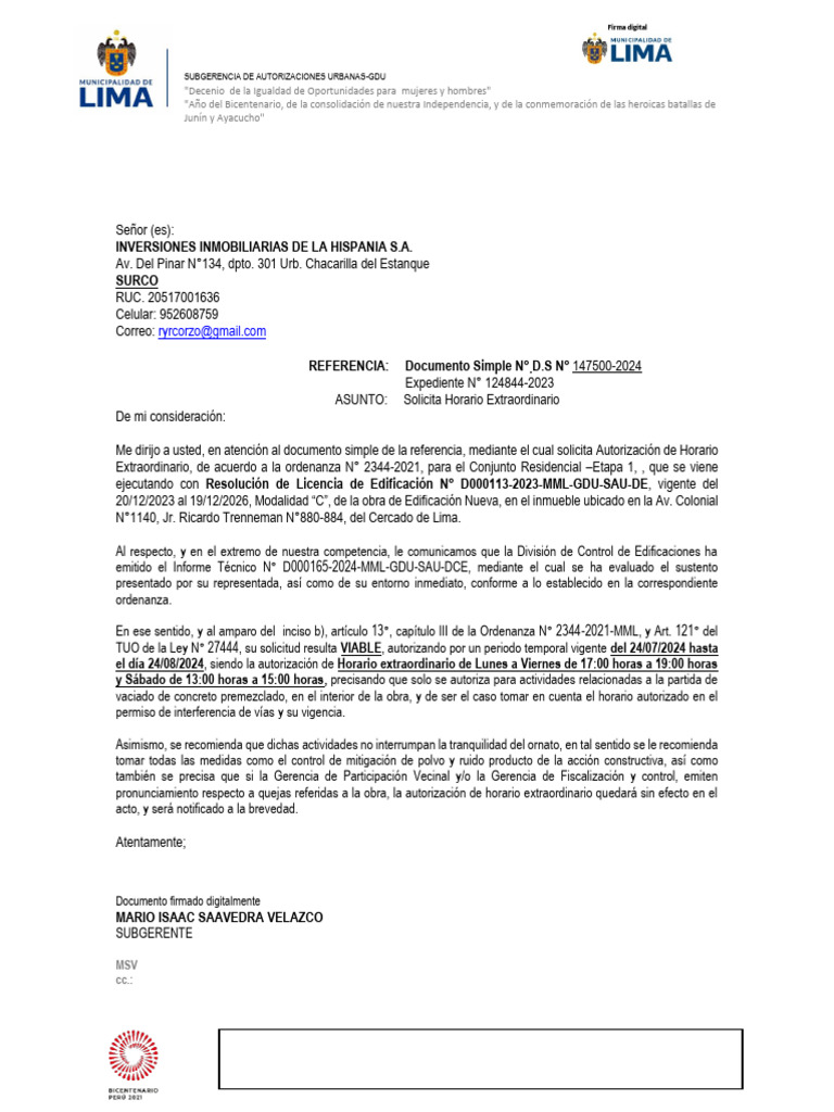 Carta N d000062 2024 MML Gdu Sau | PDF