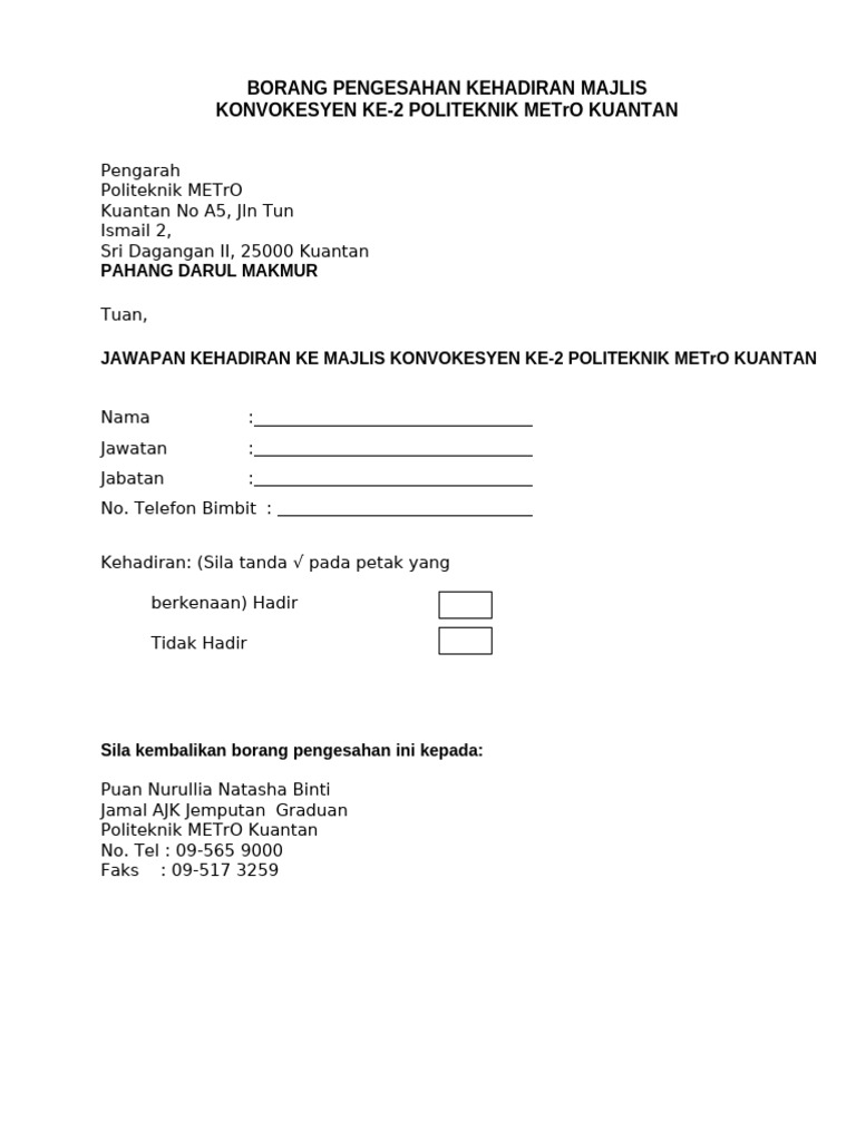 Borang Pengesahan Kehadiran | PDF