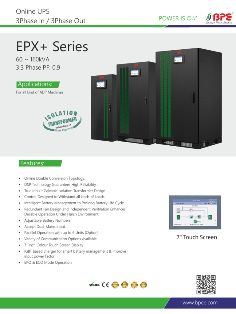 Bpe Make 120kva Model Epx 33120l32 Online Ups | PDF