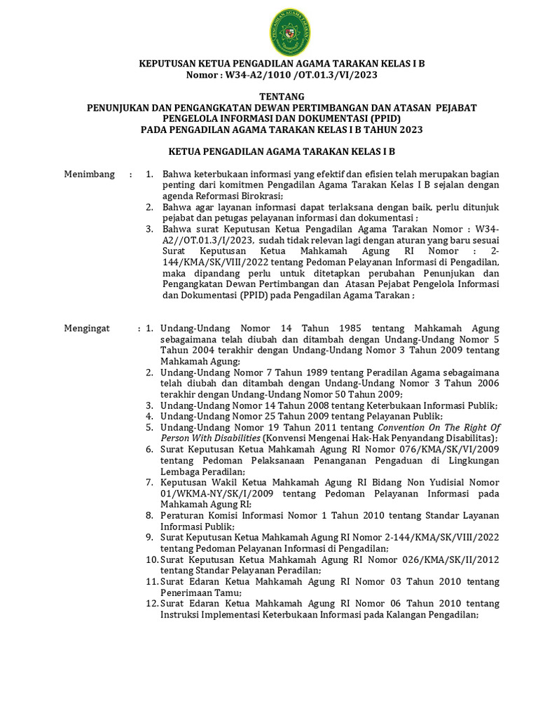 SK Ppid 2023-Revisi | PDF