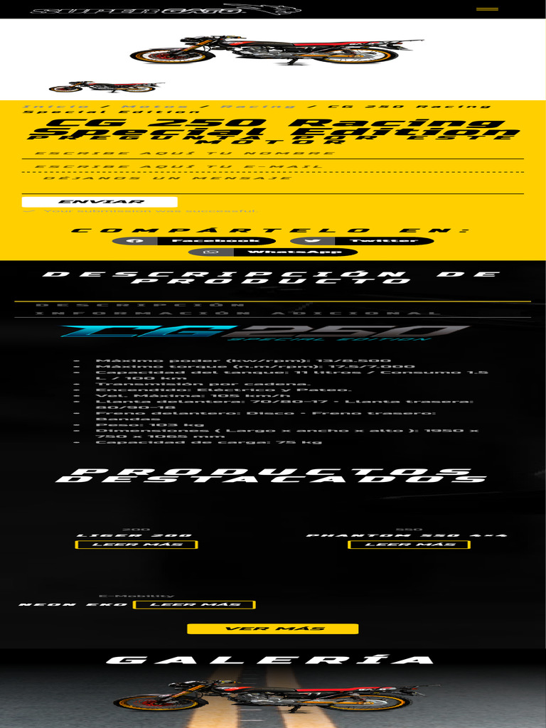 CG 250 Racing Special Edition – SuperGato Motos | PDF