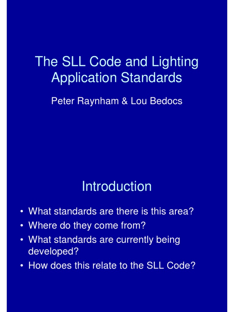 Lighting Standards & SLL Code Guide | PDF | Lighting | Ultraviolet