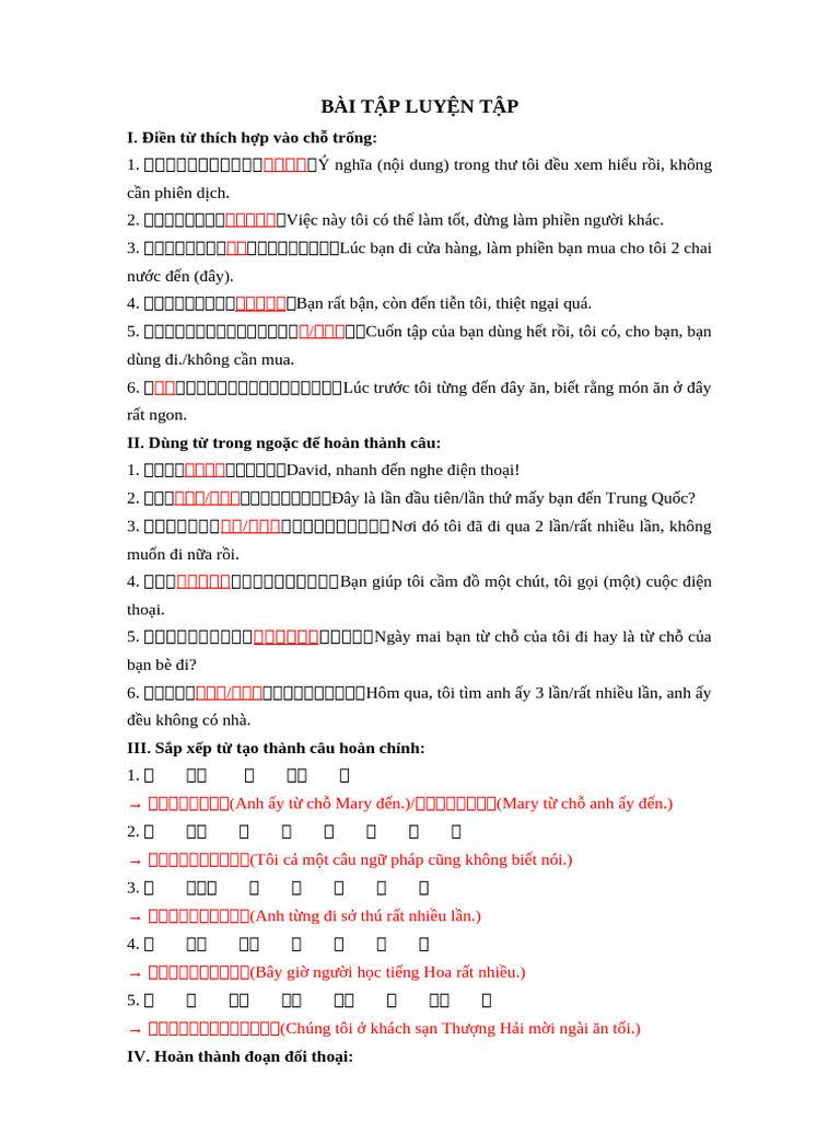 Bai Tap Luyen Tap | PDF