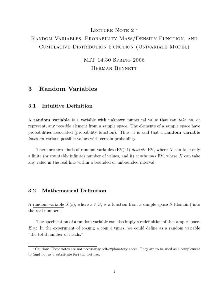 3 Random Variables | PDF