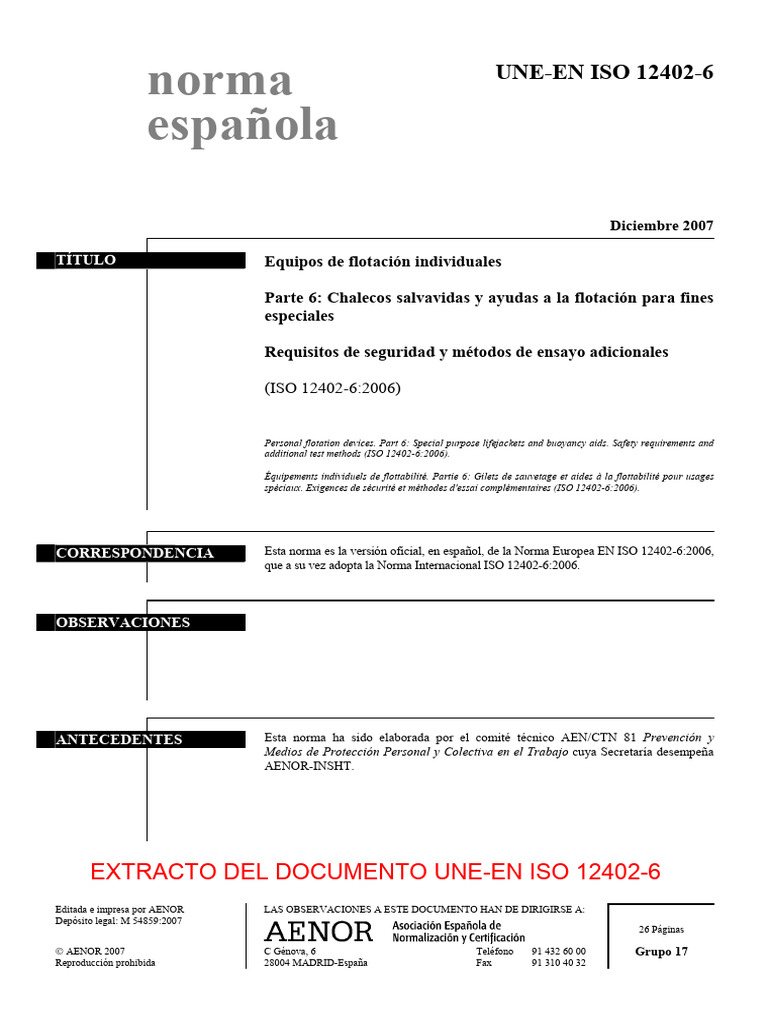(Ex) Une-En Iso 12402-6 2007 | PDF