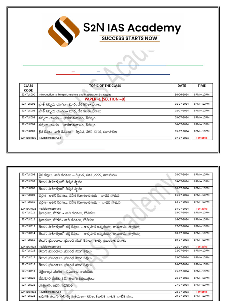 TIME TABLE_2024-2025_TL (Online Classes) | PDF
