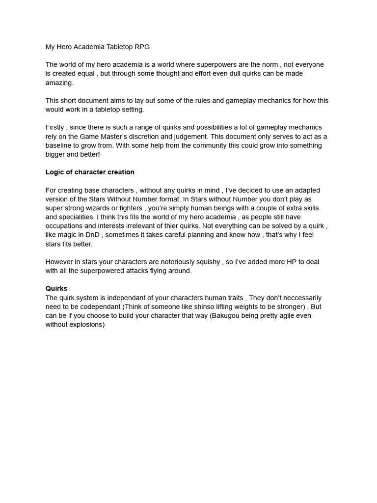 My Hero Academia Tabletop RPG | PDF