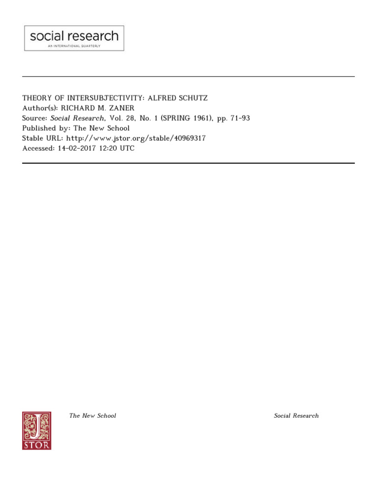 Theory of Intersubjectivity Alfred Schutz | PDF | Phenomenology ...