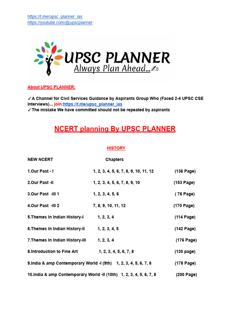 NCERT Planning by UPSC PLANNER - 1 | PDF
