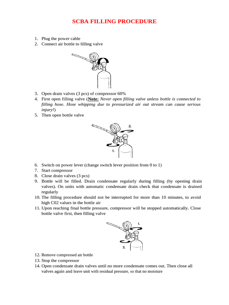 Scba Filling Procedure-2 | PDF