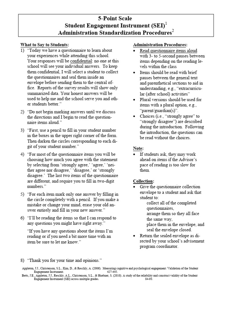 SEI Administration, Scoring, and Results Use ICI | PDF