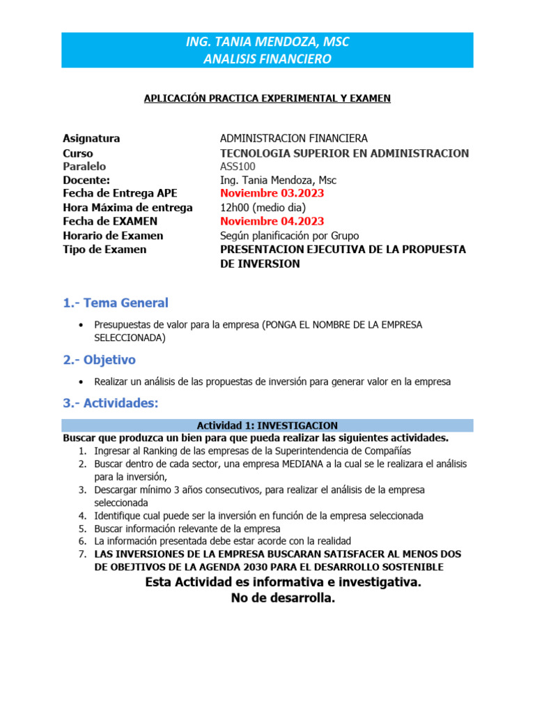 APE y EXAMEN ASS100 | PDF
