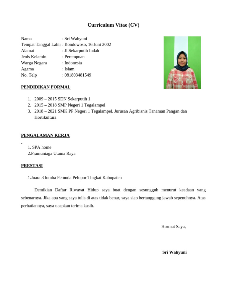 CV Yuni | PDF