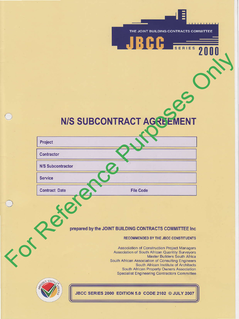 JBCC Nominated - Selected Subcontract Agreement Contract Data | PDF