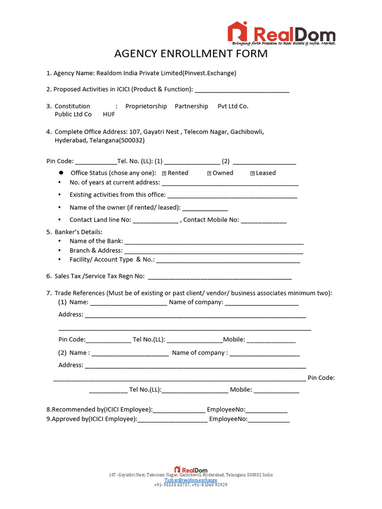 Agency Enrollment Form. | PDF