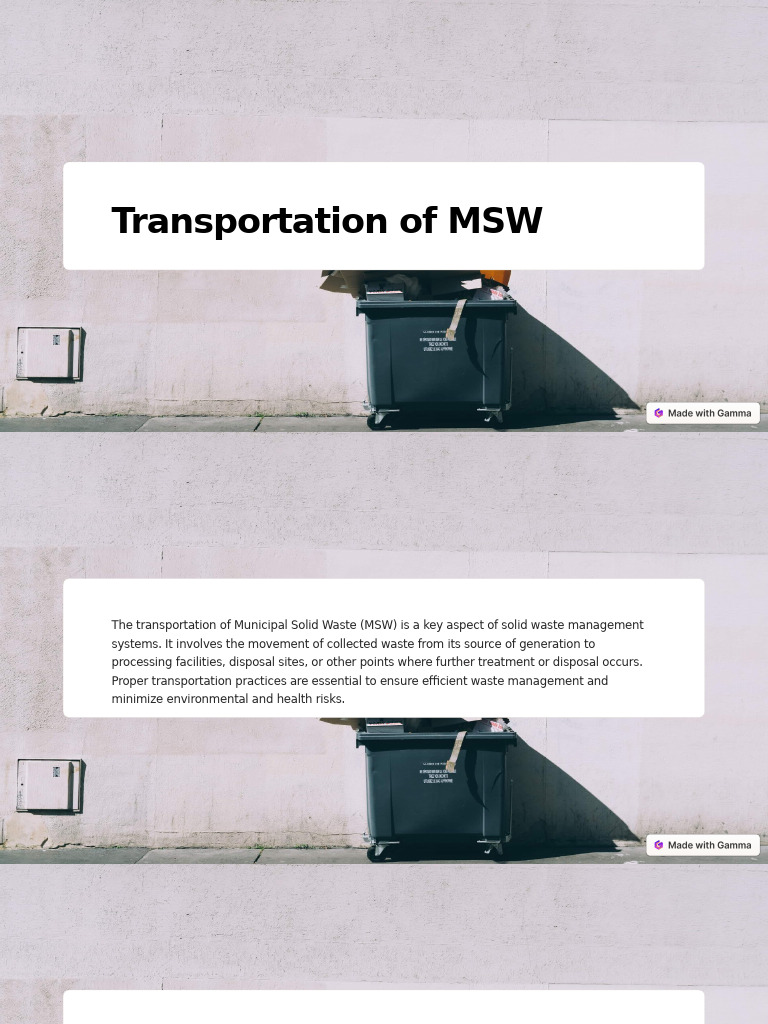 Transportation of MSW | PDF
