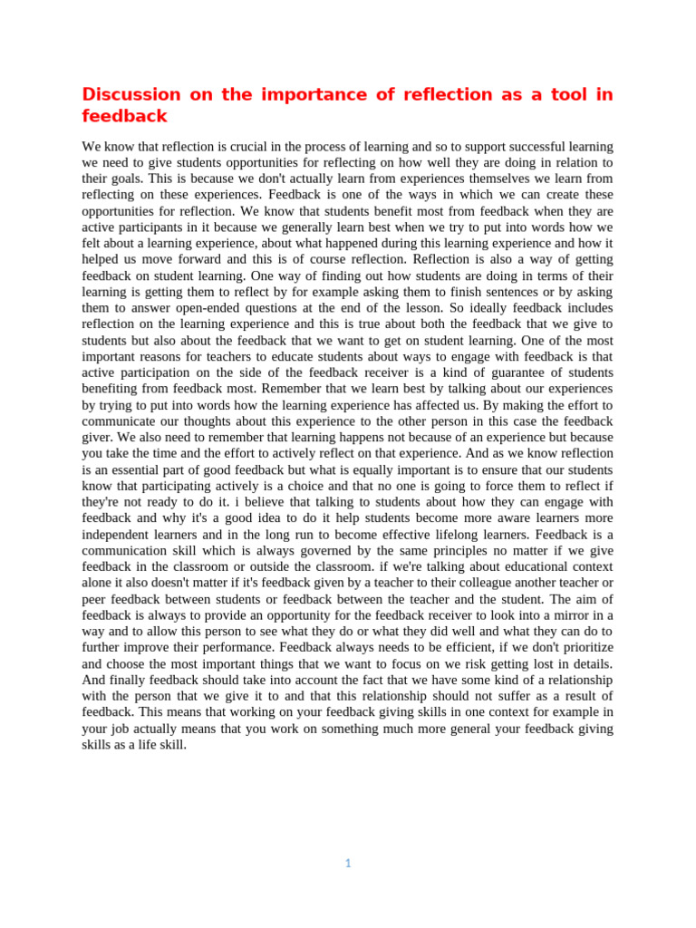 Assignment 36 Providing Feedback - Task 2a, 2b and 2c | PDF