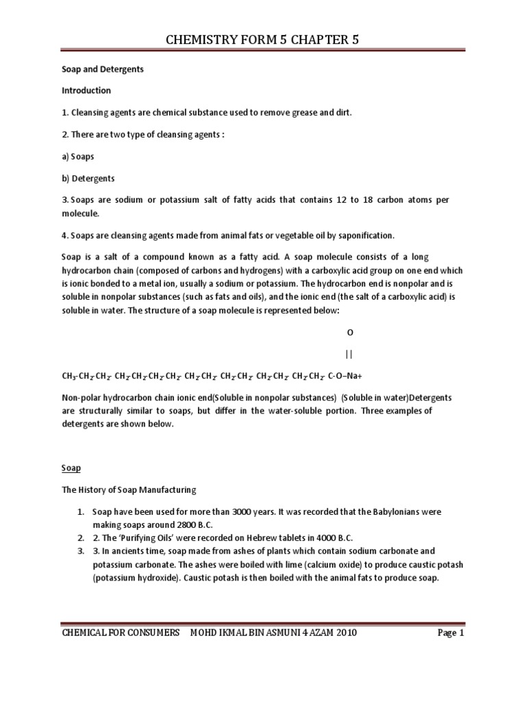 Chemistry Form 5 Chapter 5 Chemical For Consumers | PDF