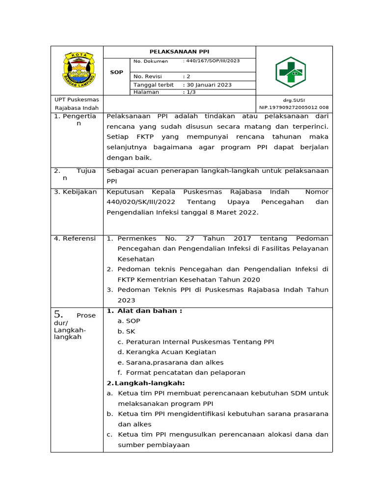SOP Pelaksanaan PPI | PDF