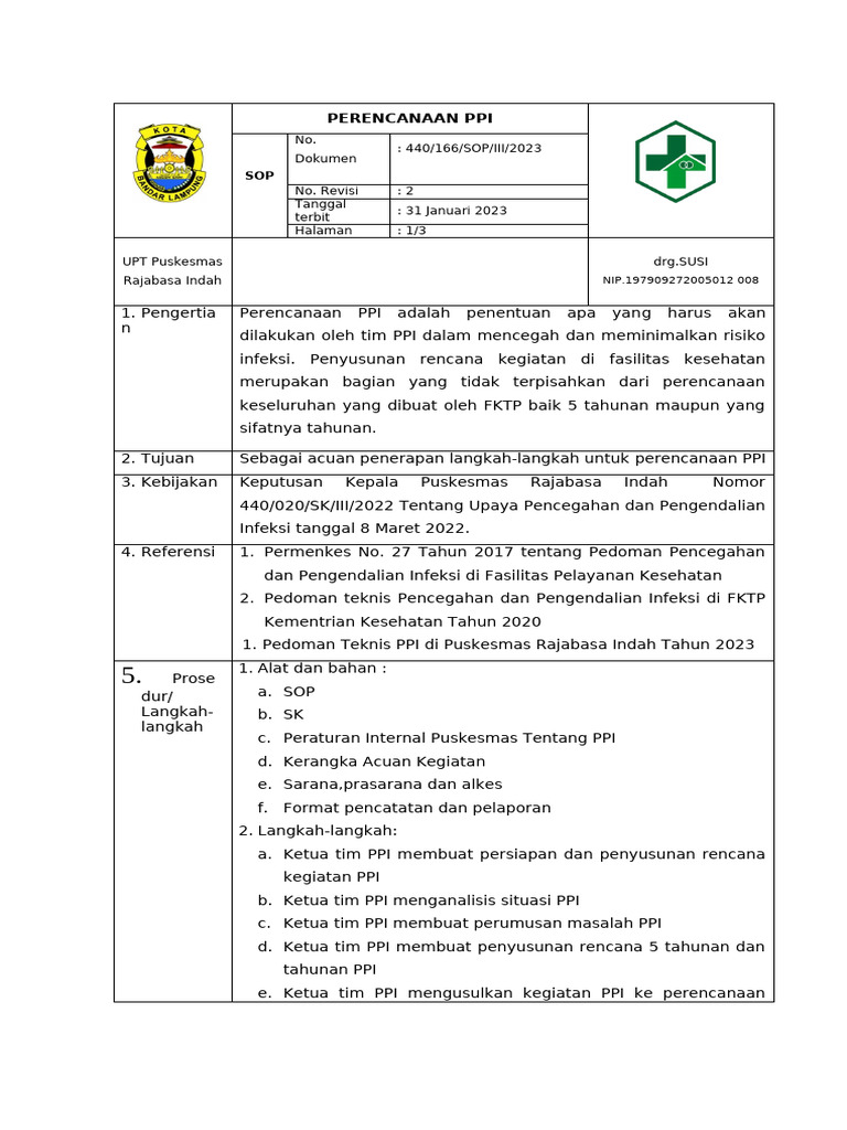 SOP Perencanaan PPI | PDF