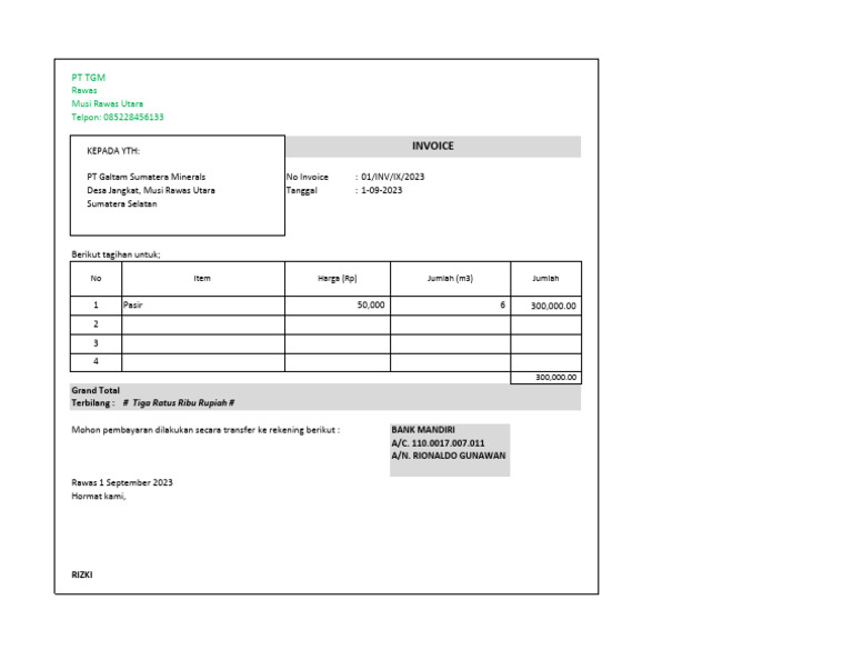 Invoice Pasir | PDF