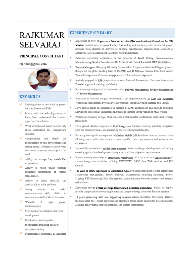 RAJKUMAR Selvaraj - Maximo b8 | PDF | Agile Software Development | Art