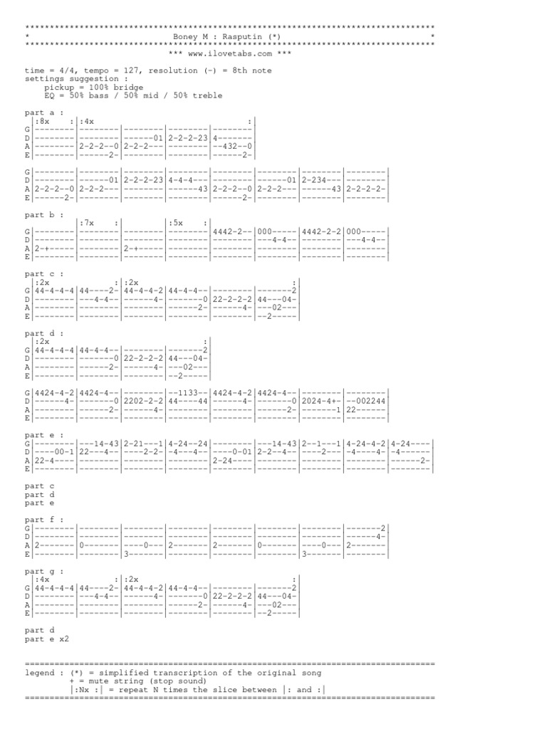 Boney M Rasputin Tab en | PDF