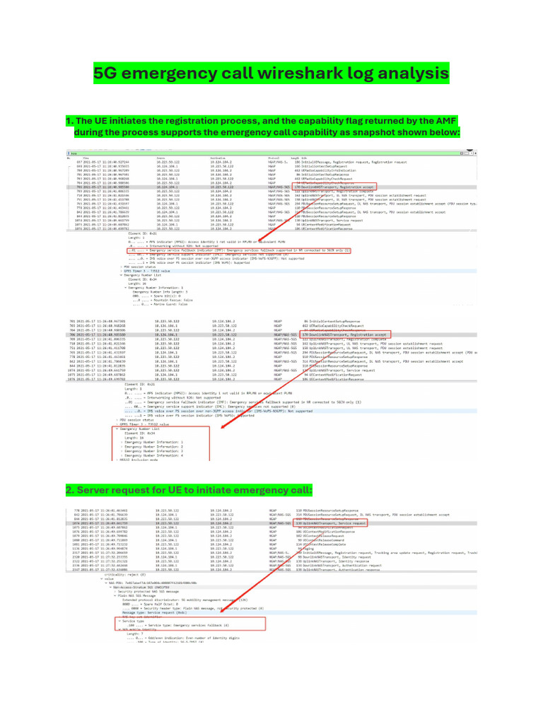 5G Emergency Call Wireshark Log Analysis | PDF