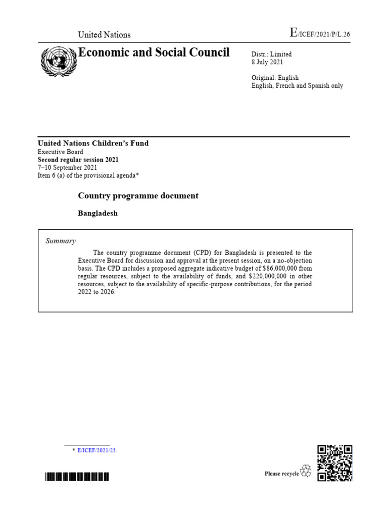 2021 PL26 Bangladesh - CPD EN ODS | PDF | Wash | Technology & Engineering