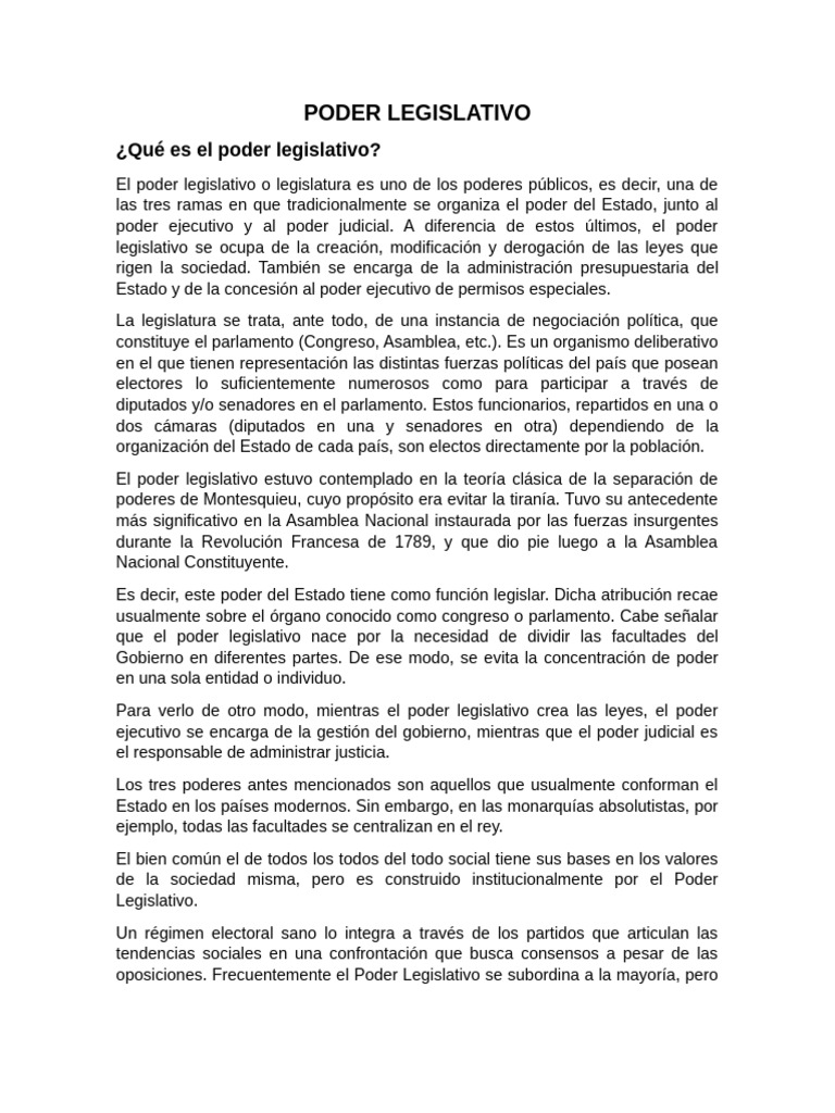 Poder Legislativo | PDF