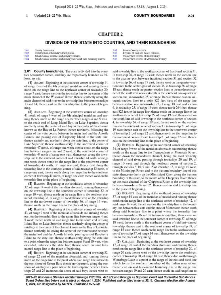 Division of The State Into Counties, and Their Boundaries: 1 Updated 21 ...