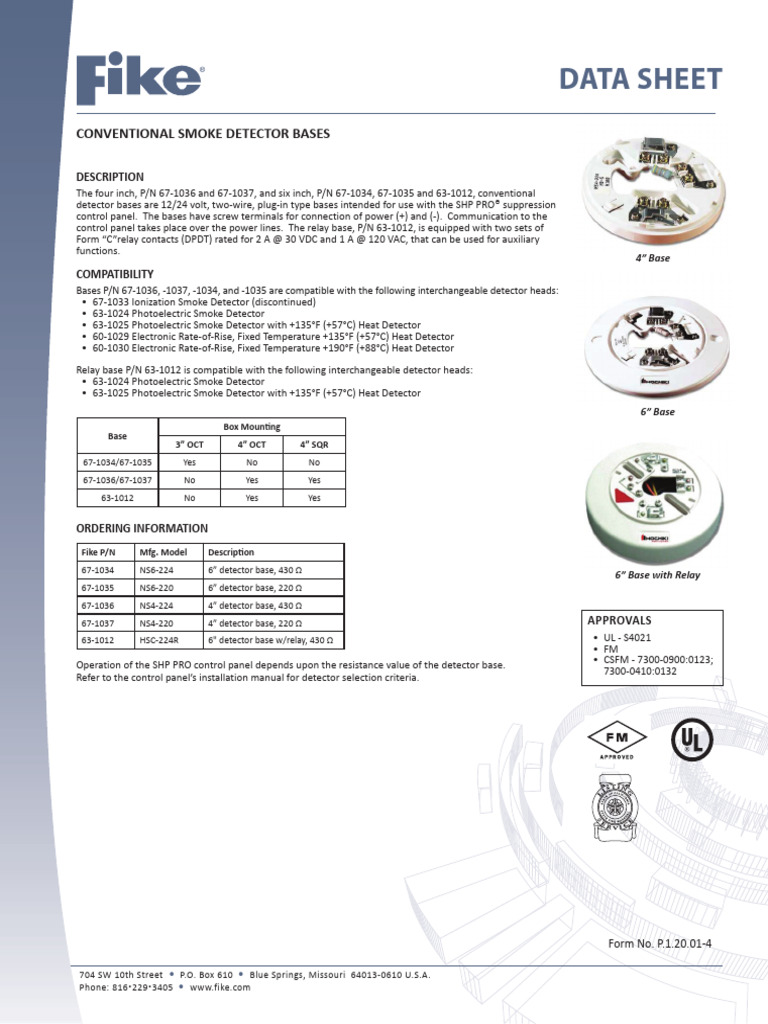 Conventional Smoke Detector Base Data Sheet | PDF | Relay | Electrical ...
