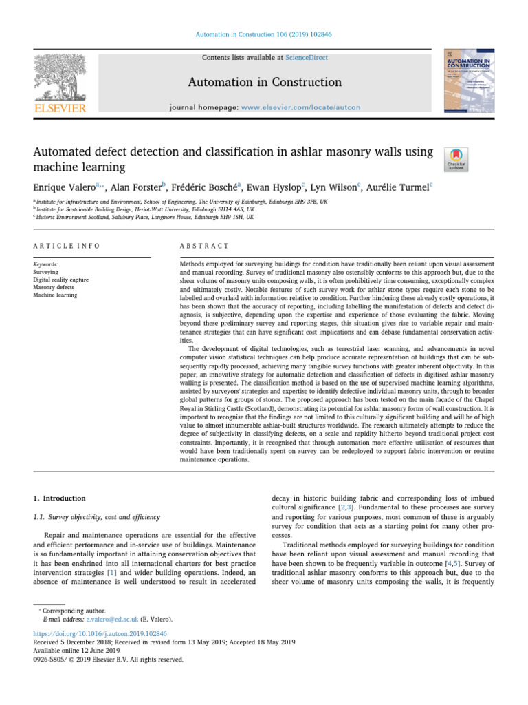 Automated Defect Detection And Classification In Ashlar Masonry Walls Using Ml Pdf