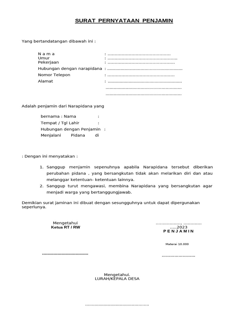 Surat Jaminan | PDF