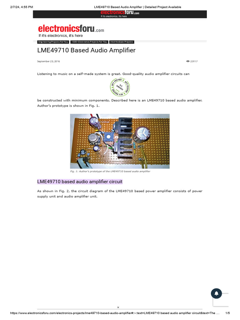 LME49710 Based Audio Amplifier | PDF | Amplifier | Rectifier