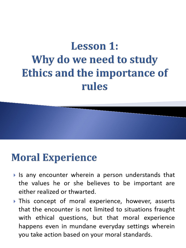 Why Do We Need To Study Ethics and The Importance of Rules | PDF