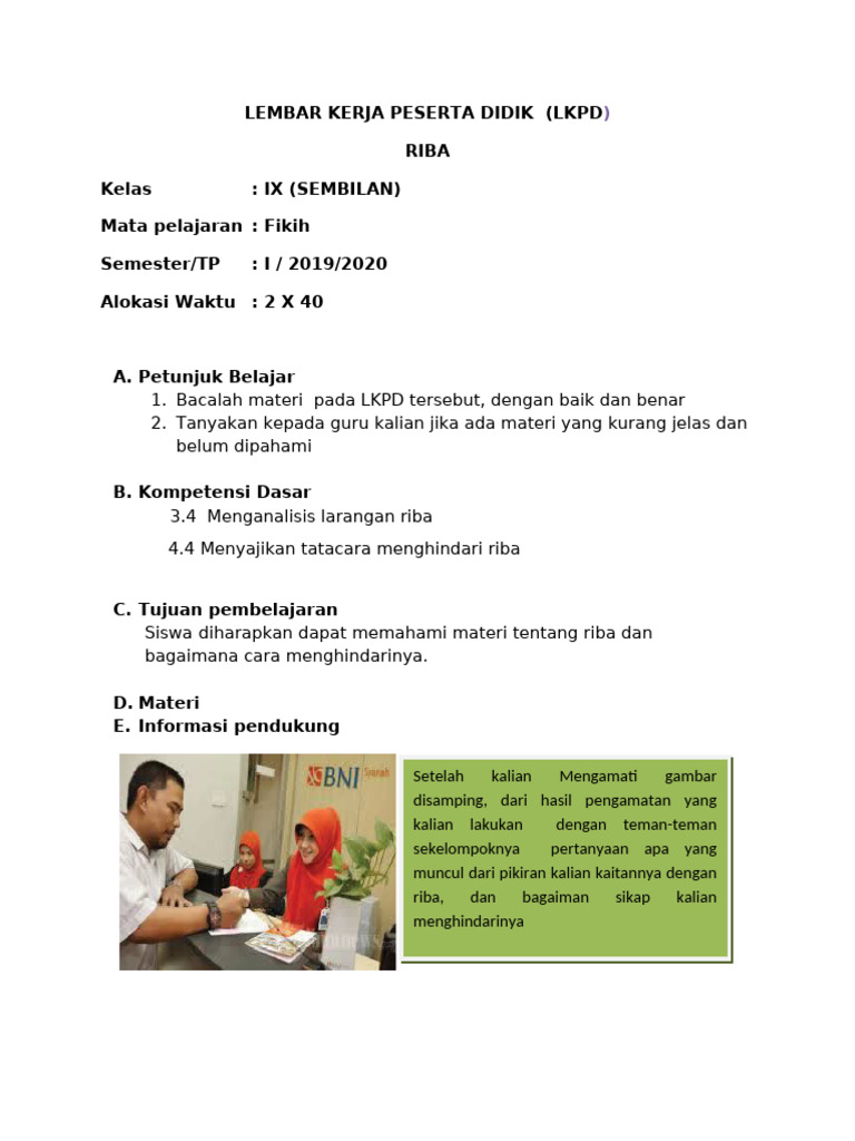 LKPD Fiqih Riba | PDF