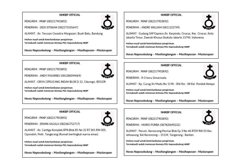Contoh Form Alamat PDL | PDF