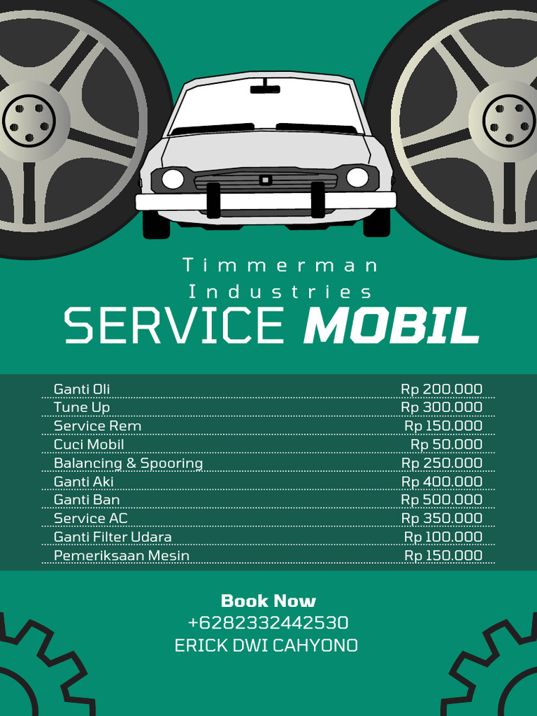 Hijau Dan Hitam Modern Ilustratif Daftar Harga Jasa Servis Mobil Menu | PDF