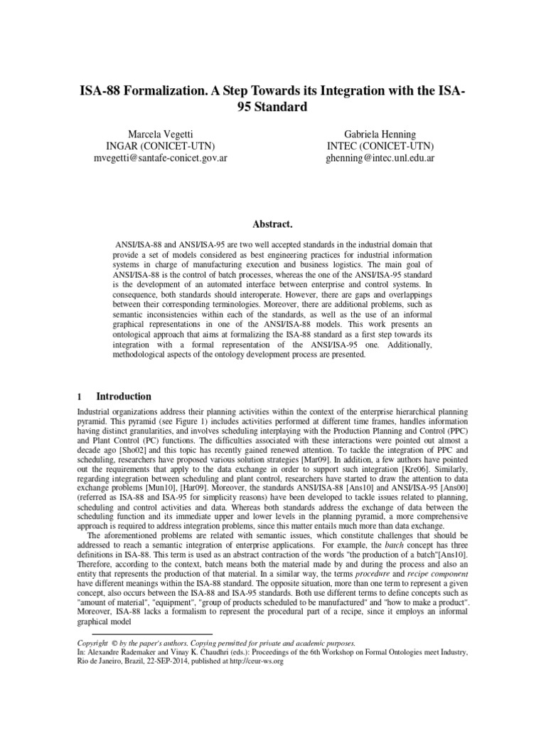 ISA 88 Formalization A Step Towards Its | PDF