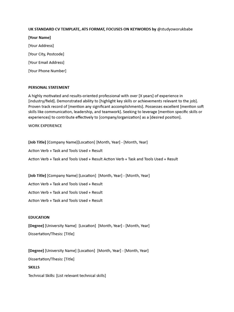 CV Template Hyperlink | PDF