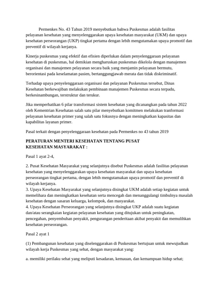 Permenkes No. 43 tahun 2019 | PDF