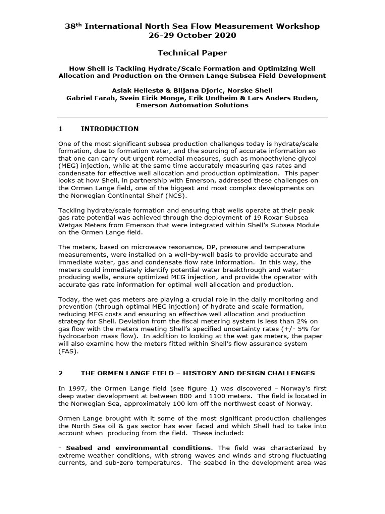 Technical Data of Subsea Field Development | PDF