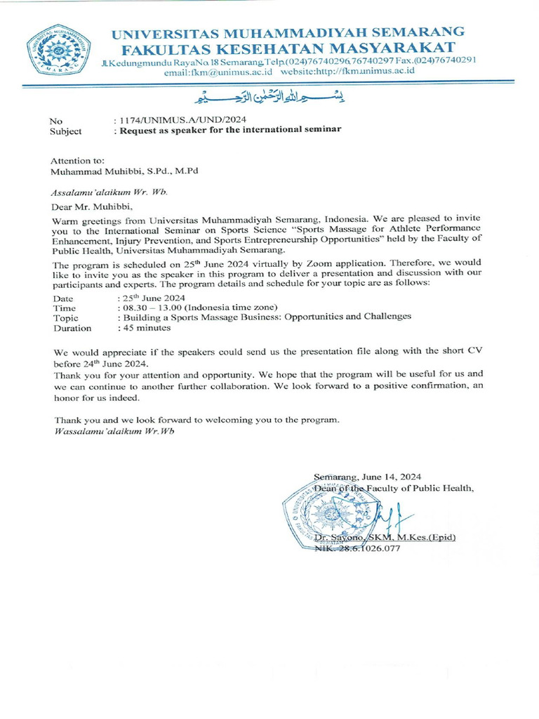 1174 - Request As Speaker - Muhammad Muhibbi | PDF