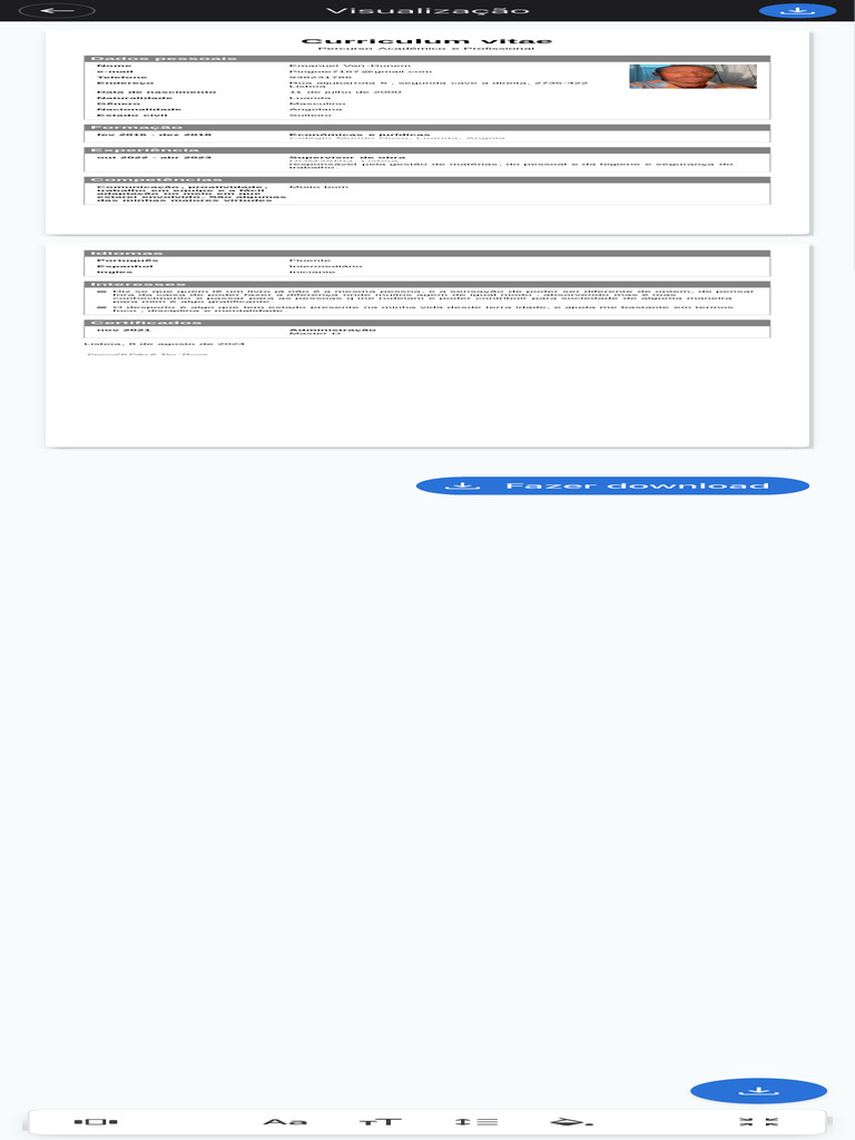 CV Emanuel Van-Dunem - CVwizard | PDF